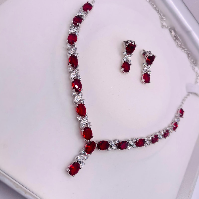 Gold Y Drop Necklace Ruby - Etsy