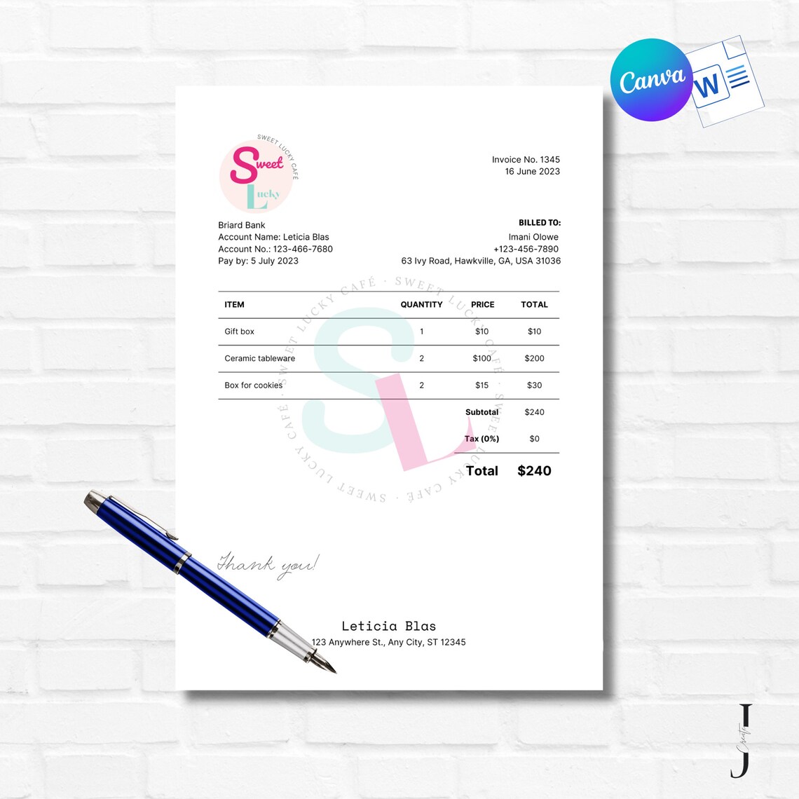 Invoice Template Invoice Template Modern Customer Invoice Editable ...