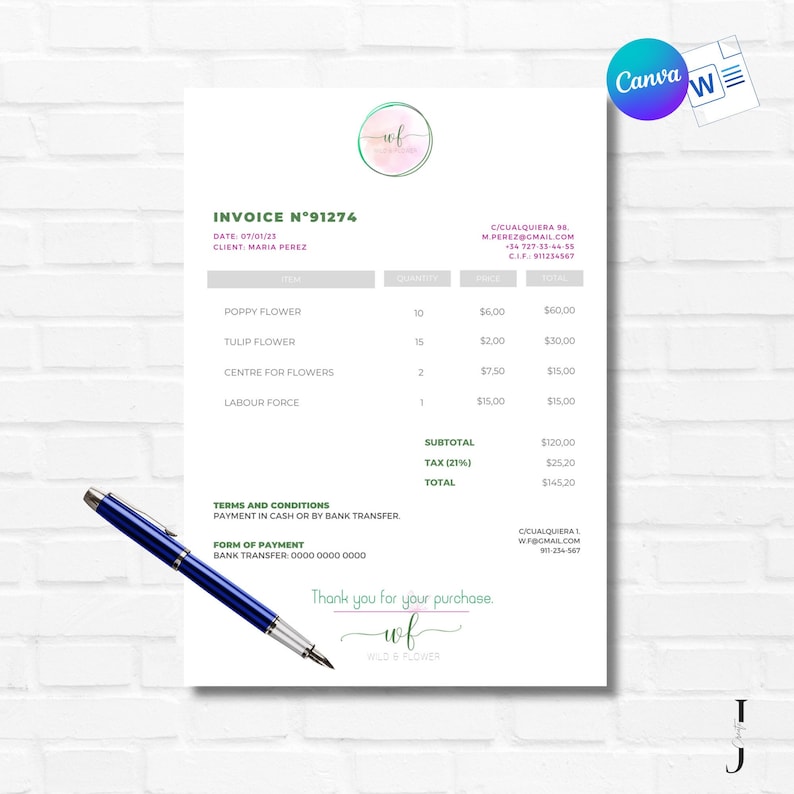 Invoice Template | Invoice Template | Customer Invoice | Editable ...