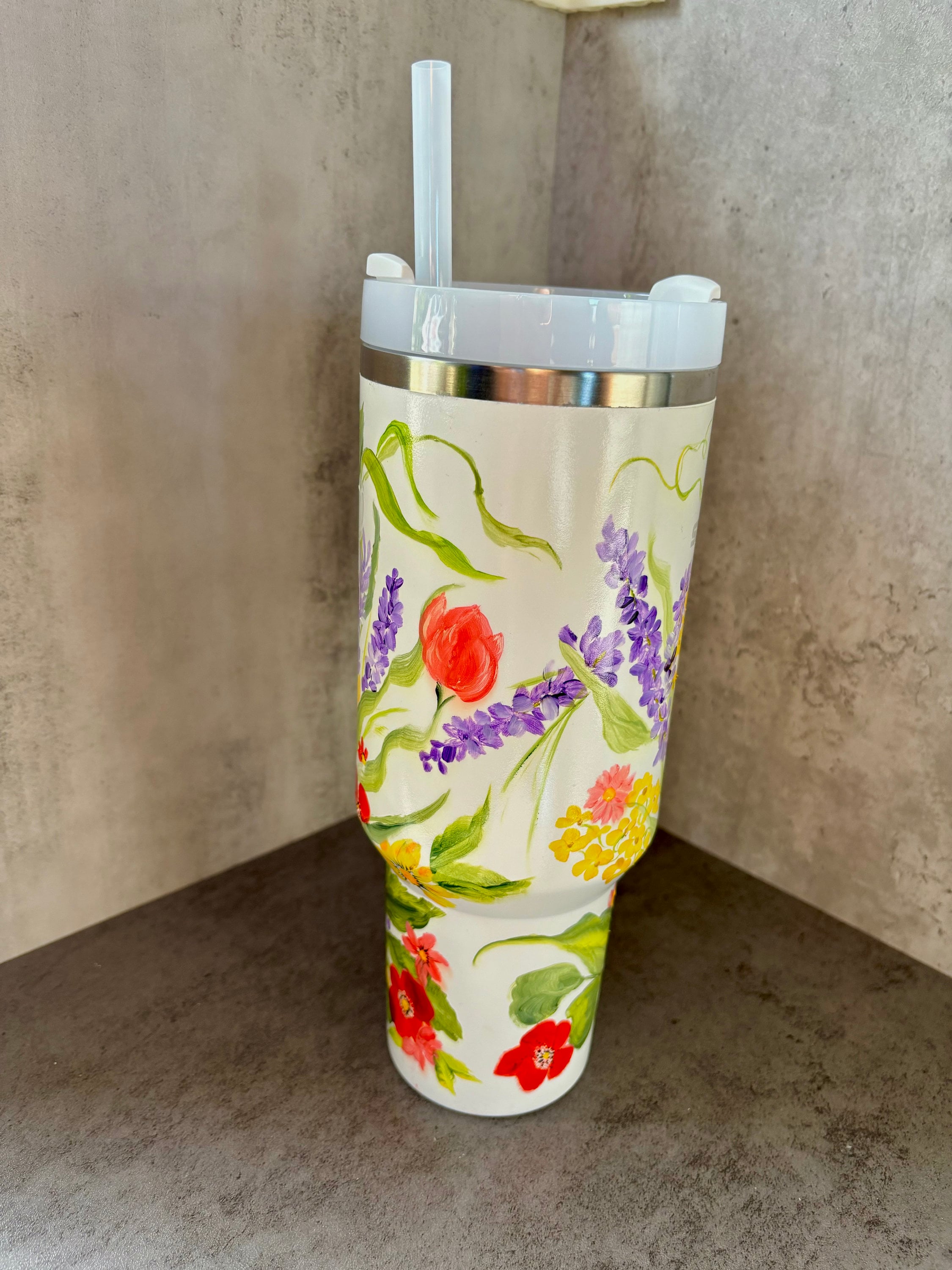 Hand Painted Stanley Floral 40 Oz - Etsy