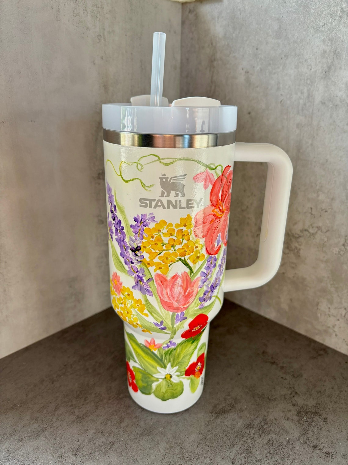 Hand Painted Stanley Floral 40 Oz - Etsy