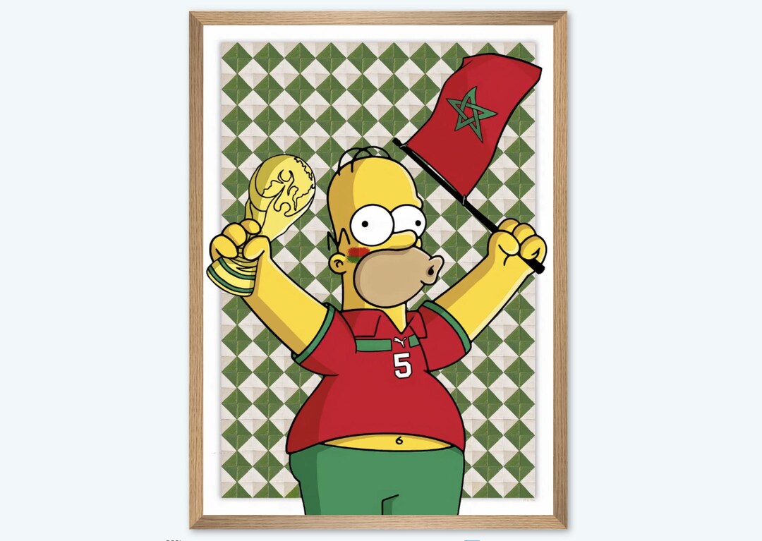 Poster of Omar Simpson, Supporter of Morocco (70x50) - Etsy UK