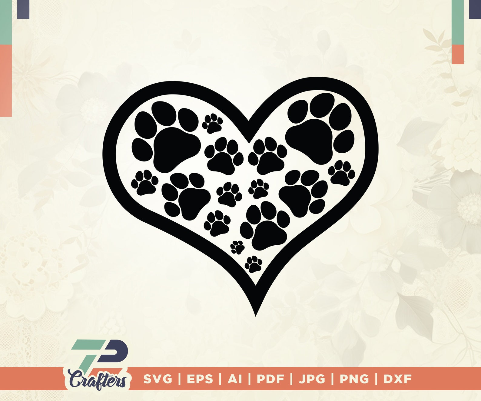 Paw Print Heart Svg Dog Paw Print Svg Paws Print Svg Heart - Etsy
