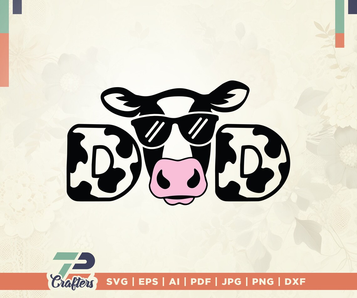 Cow Dad Svg Cow Daddy Svg Cow Papa Svg Cow Dad Face With - Etsy