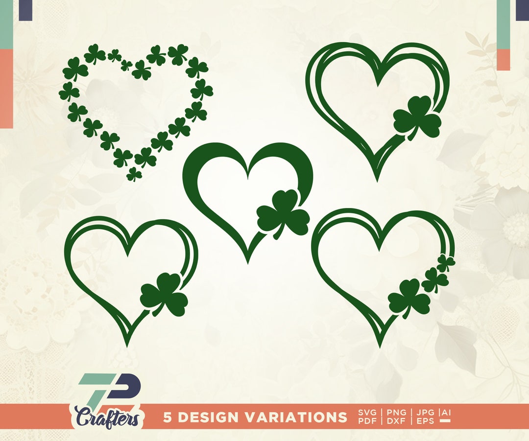 St Patricks Day Heart SVG, Clover Heart SVG Bundle, St Patrick Svg ...
