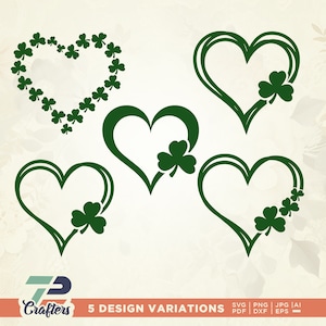 St Patricks Day Heart SVG, Clover Heart SVG Bundle, St Patrick Svg ...