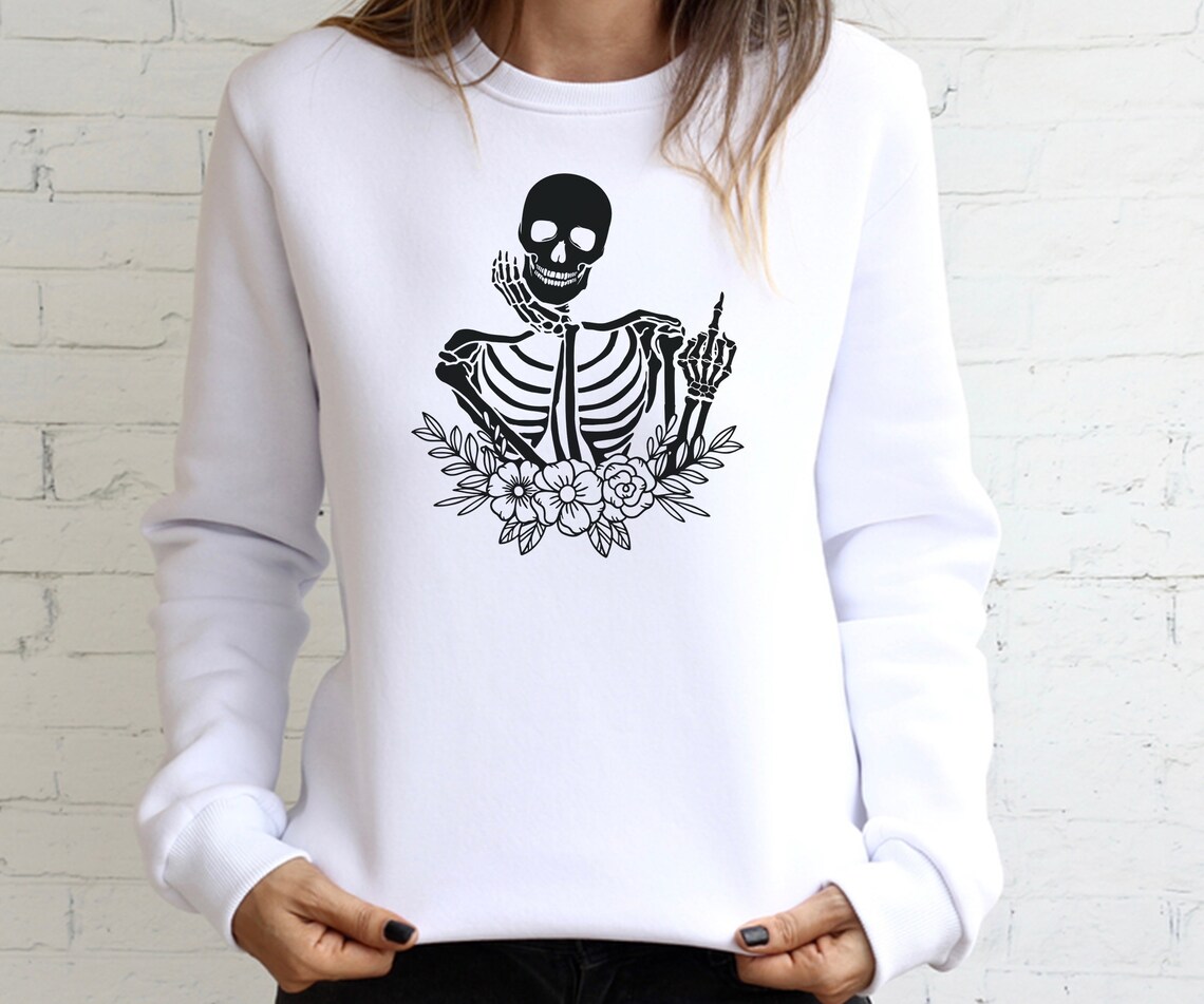 Floral Skeleton Middle Finger Svg Human Skeleton Svg Middle - Etsy