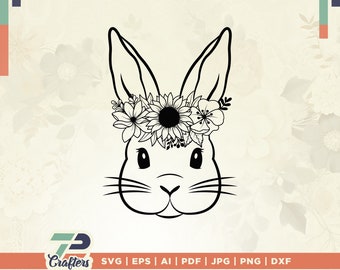 Floral Bunny SVG/ Easter Bunny SVG/ Happy Easter Svg/ Spring Svg ...