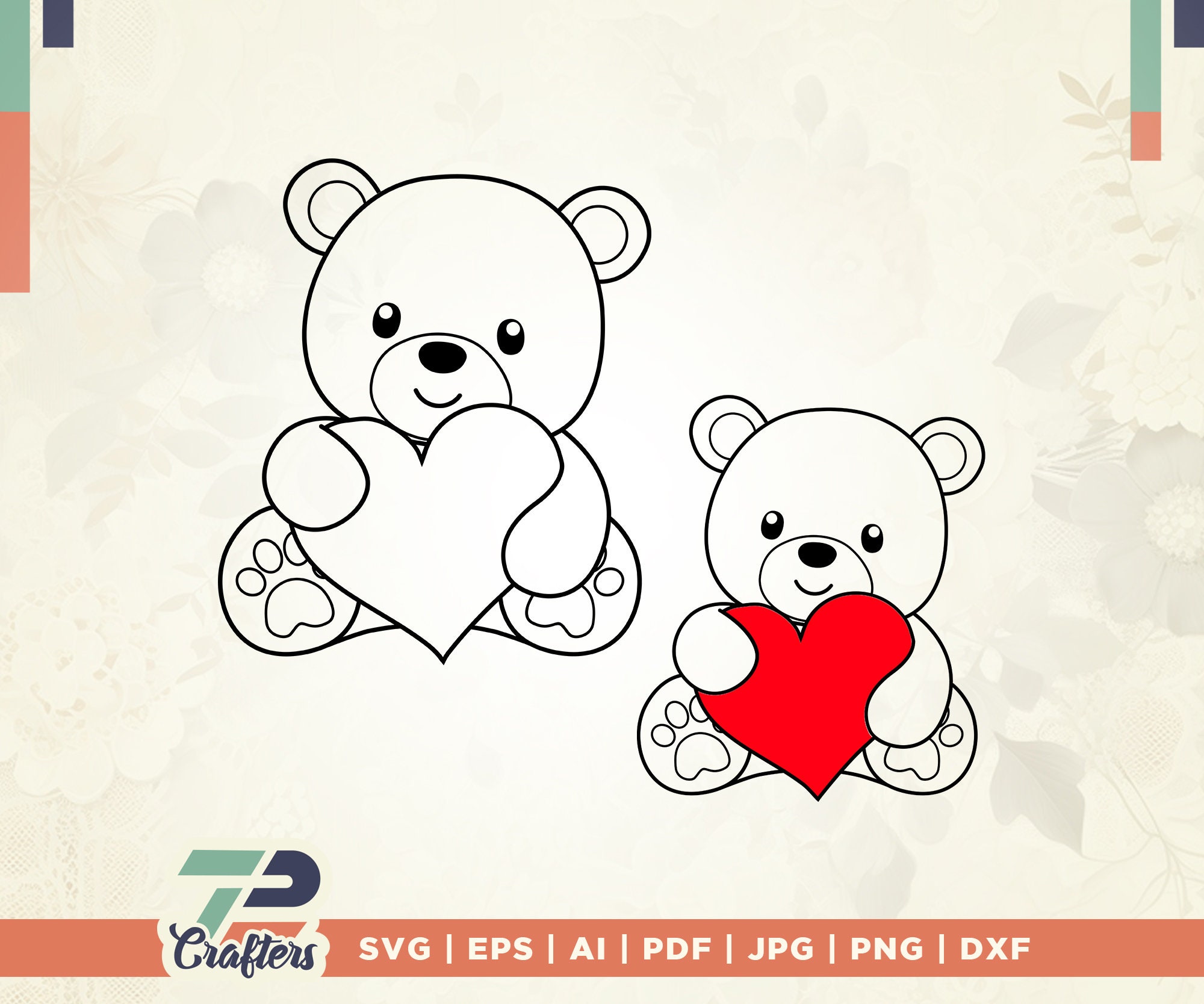 Valentine's Bear SVG Heart Svg Bear SVG Cricut Cut - Etsy