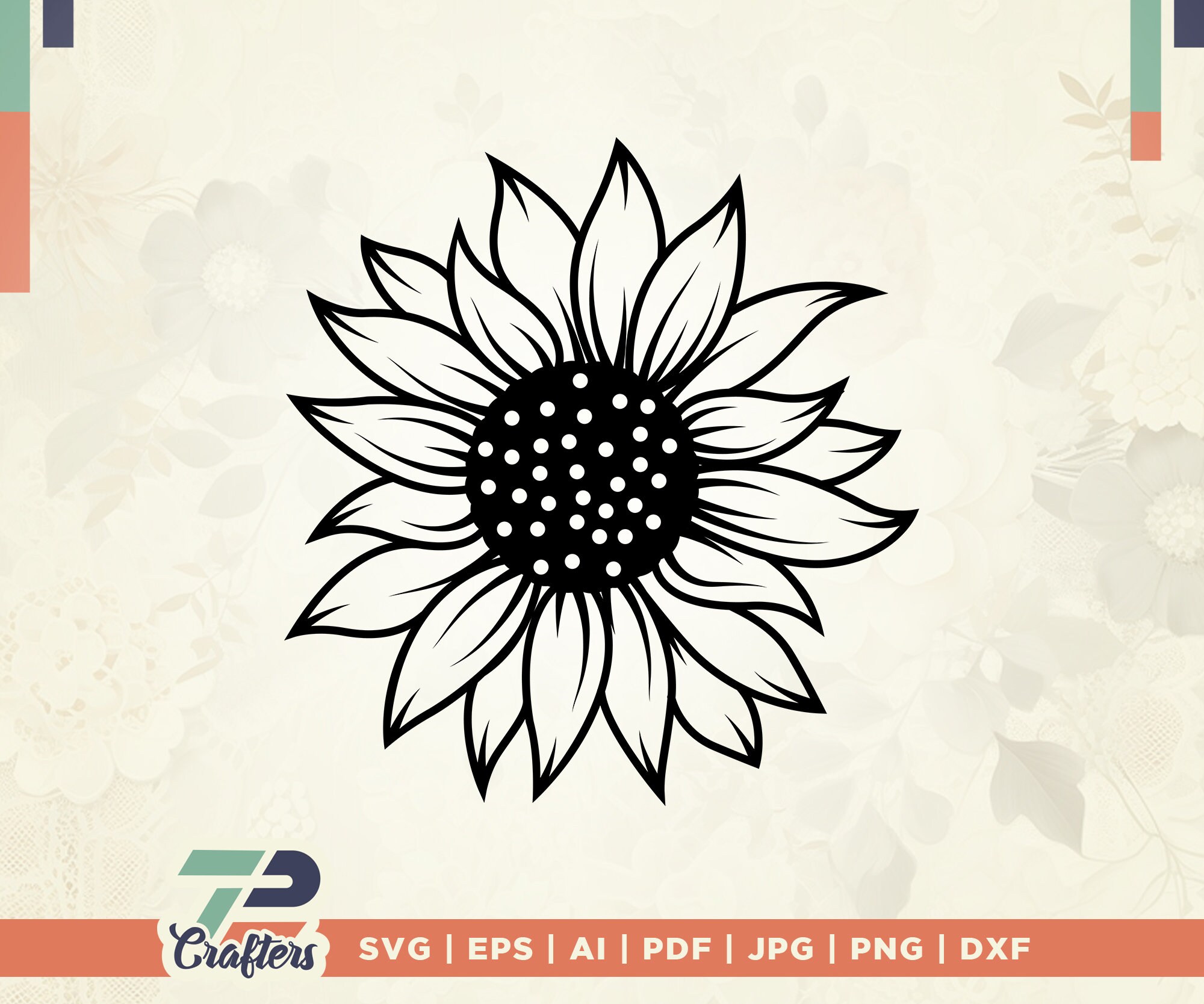 Sunflower SVG Floral SVG Sunflower Clipart Flower SVG - Etsy