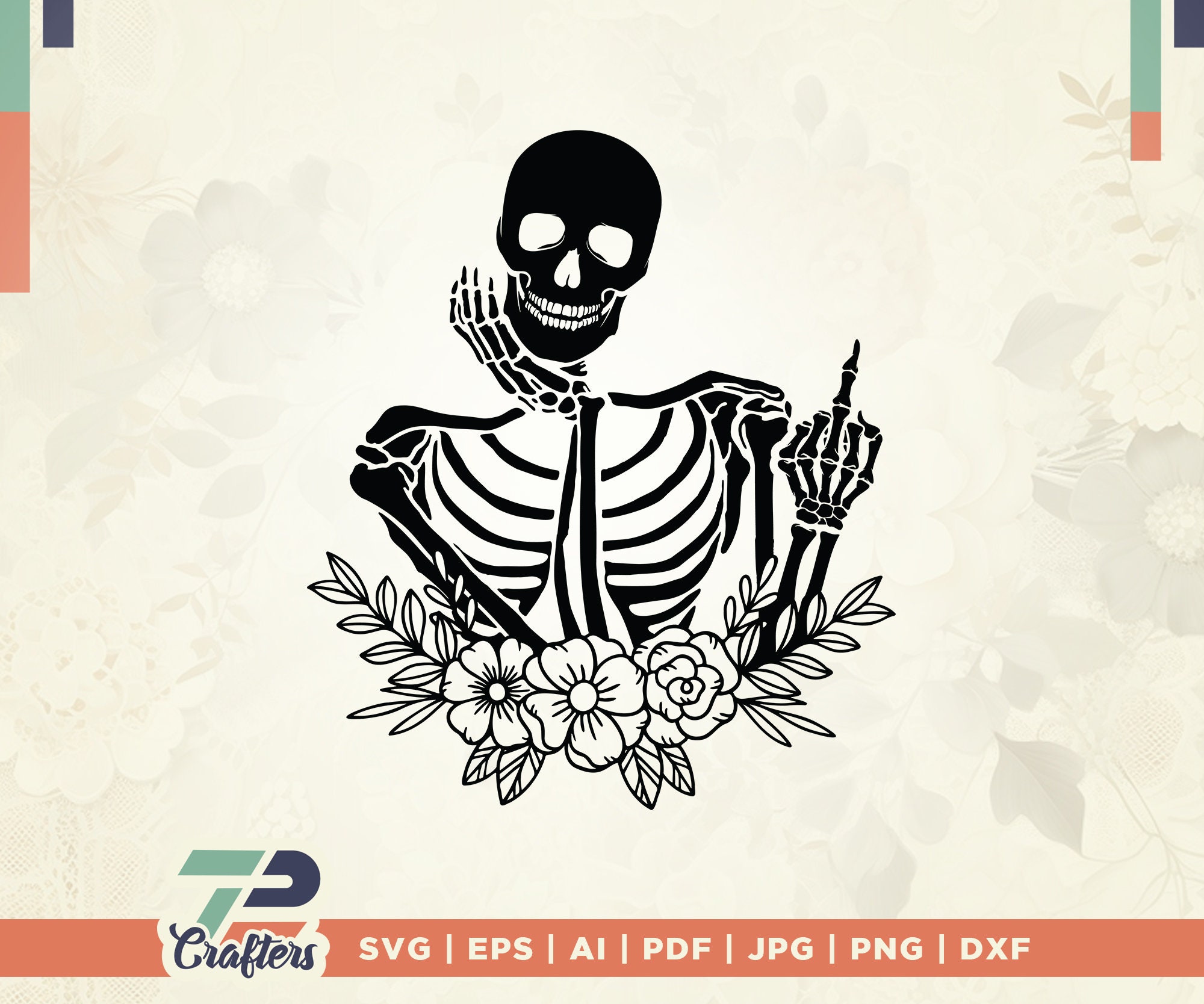 Floral Skeleton Middle Finger Svg Human Skeleton Svg Middle - Etsy