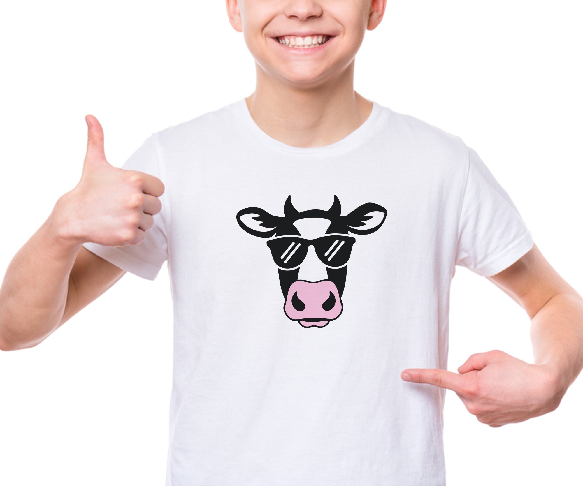 Cow Svg Cute Boy Girl Kid Cow Farmhouse Svg T-shirts Cow - Etsy