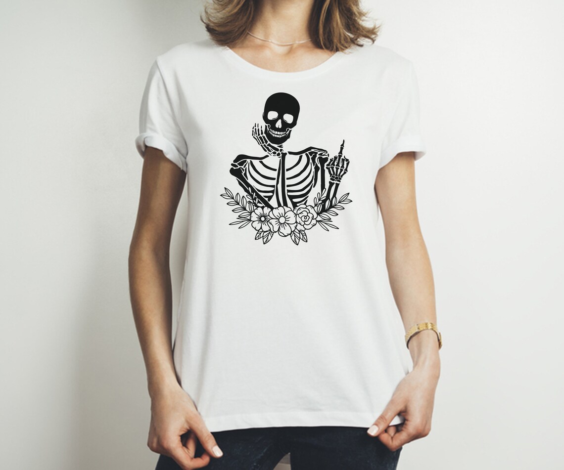 Floral Skeleton Middle Finger Svg Human Skeleton Svg Middle - Etsy