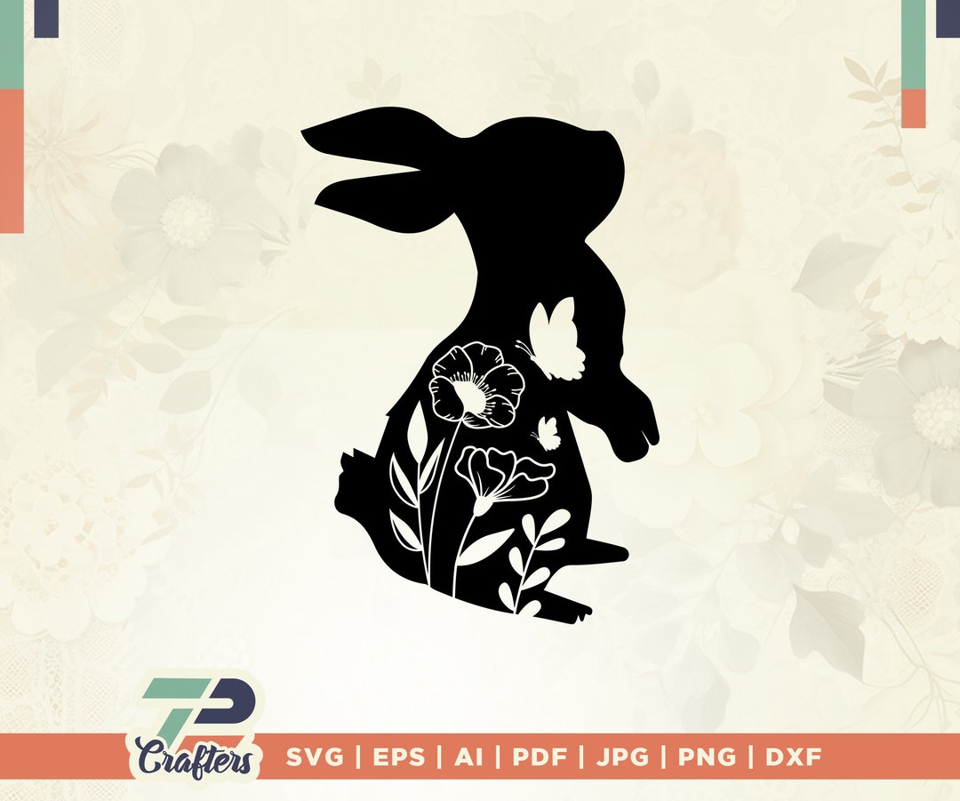 Spring Rabbit Svg, Easter Bunny Flowers Svg, Floral Bunny SVG, Easter ...