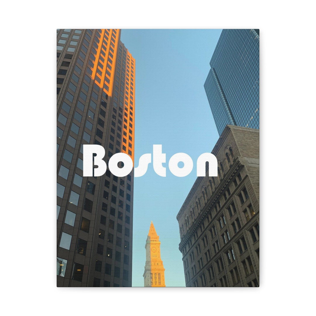Boston Art Deco Canvas, Boston Skyline, Boston Travel, - Etsy