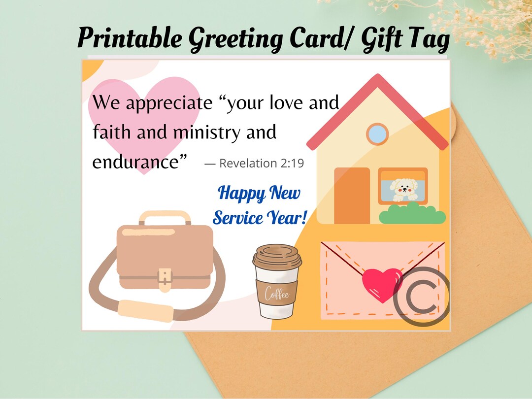 JW Printable New Service Year Greeting Card | Pioneer | Special Full ...