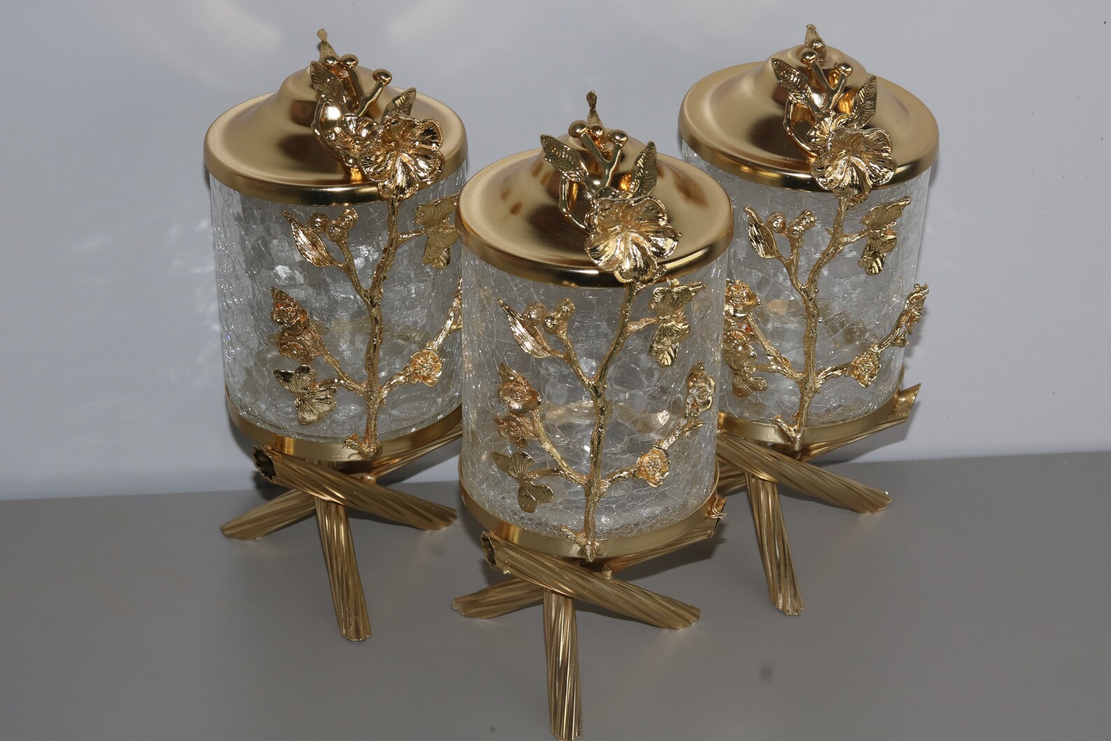 Gold Kitchen Decor Elegant Canister Set Glass Jar - Etsy UK