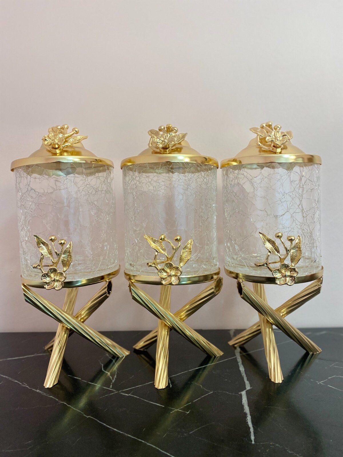 Gold Kitchen Decor Elegant Canister Set Glass Jar - Etsy