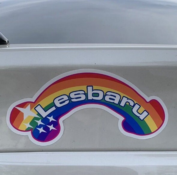 Prank Car Sticker Funny Subaru JDM Lesbaru Decal Rainbow Sticker Made ...