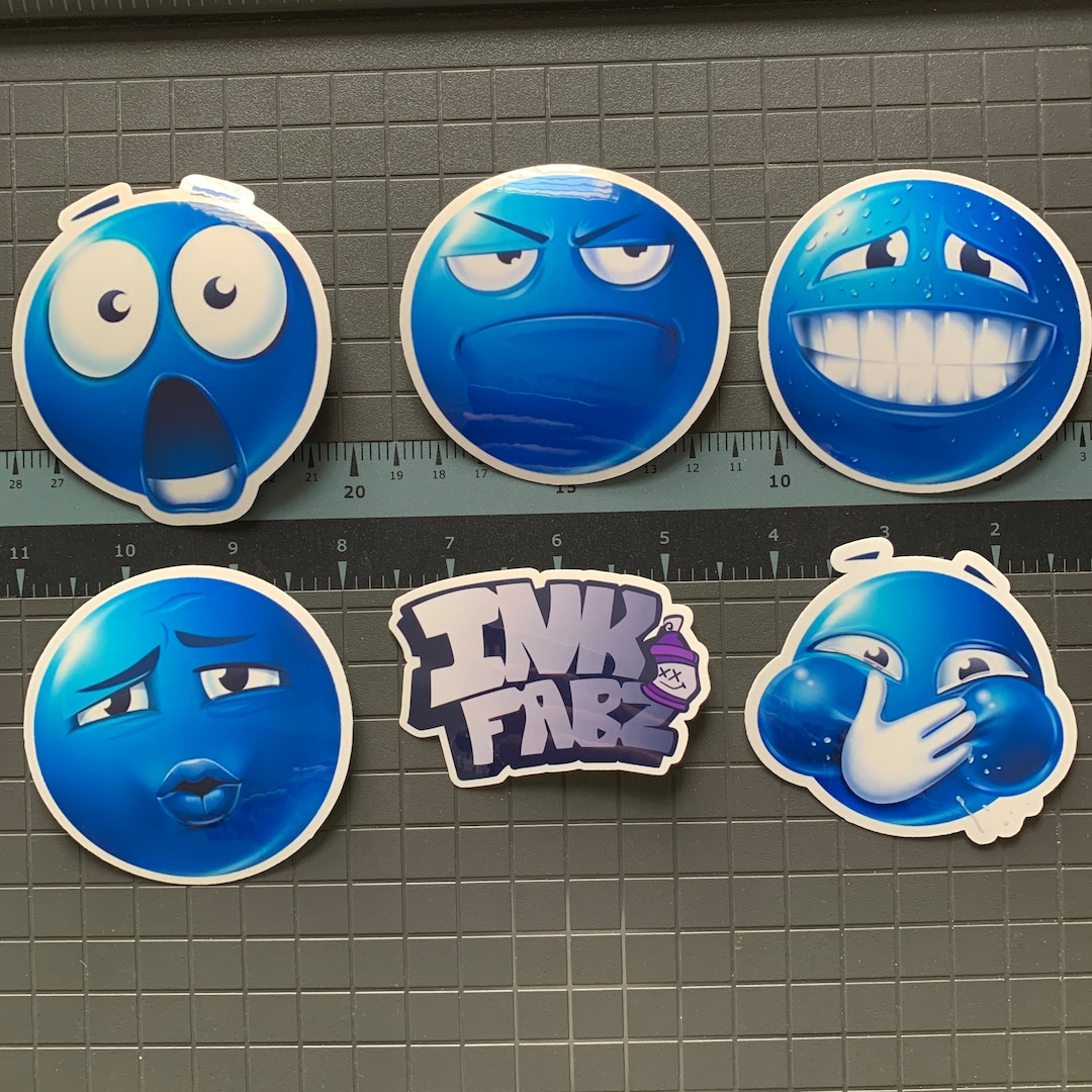 Funny Blue Emoji Sticker Pack Premium Tiktok Emoji Decals UV and Water ...