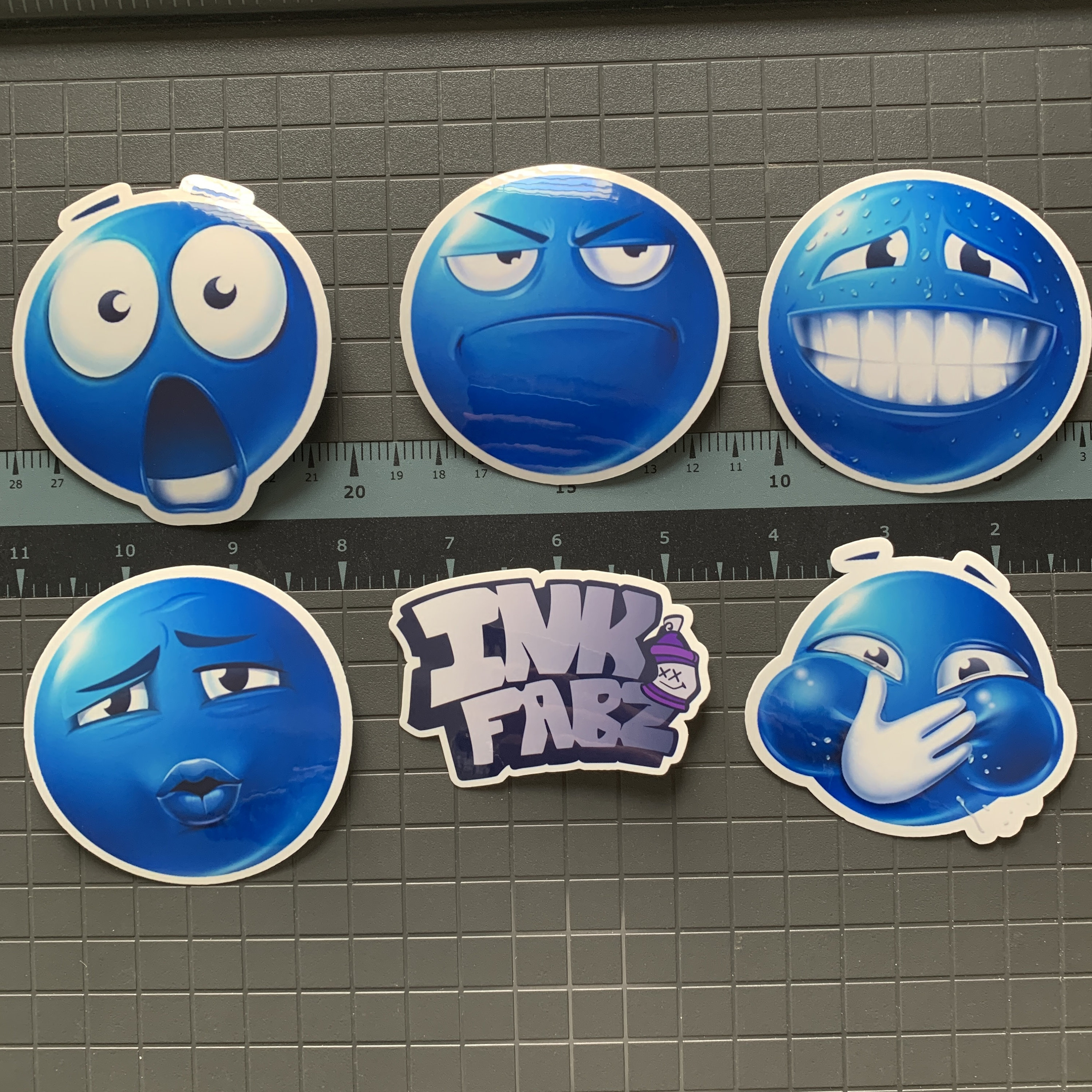 Funny Blue Emoji Sticker Pack Premium Tiktok Emoji Decals UV and Water ...