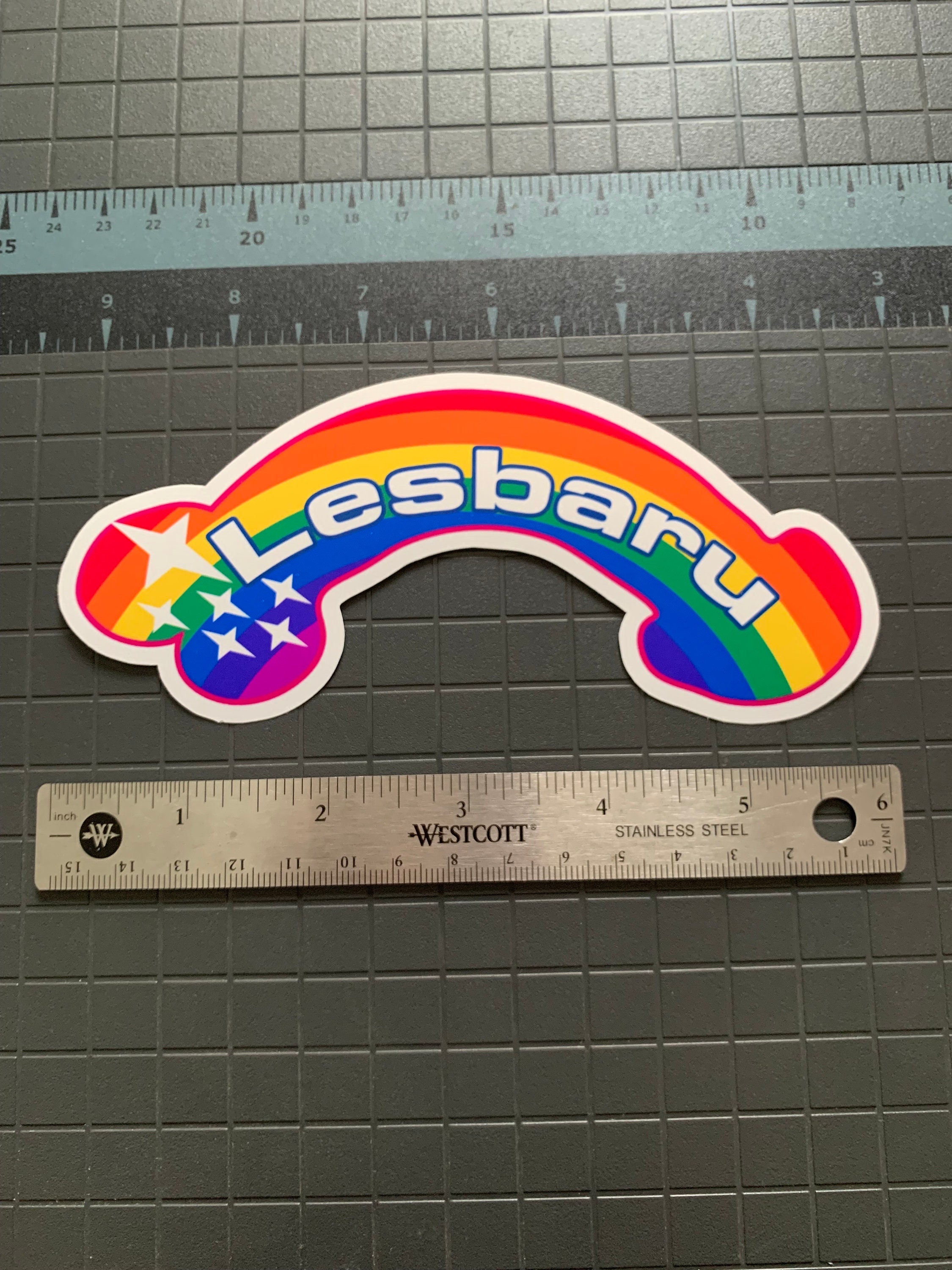 Prank Car Sticker Funny Subaru JDM Lesbaru Decal Rainbow Sticker Made ...