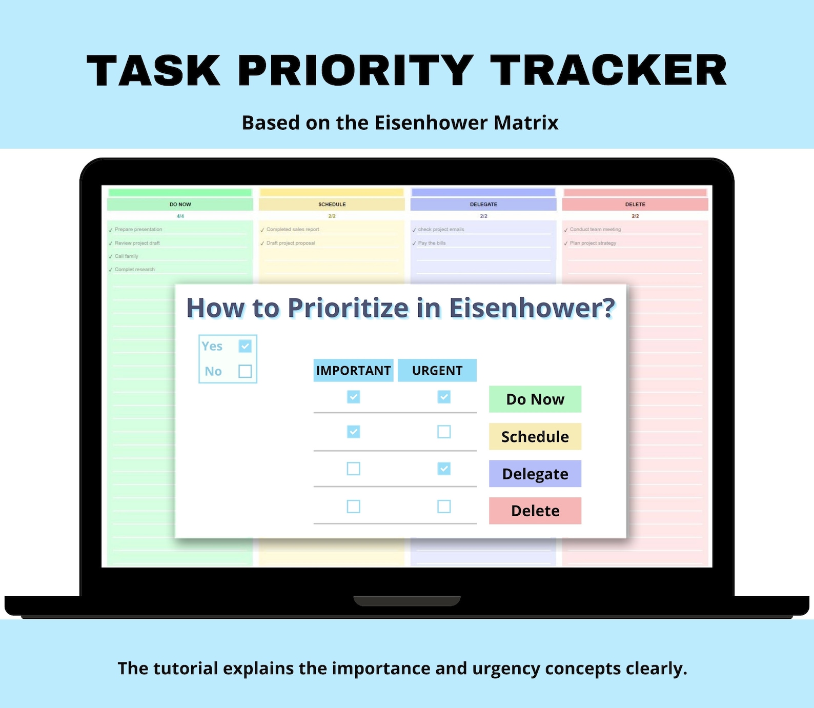 Task Priority Tracker: Eisenhower Matrix Google Sheet Tool - Etsy