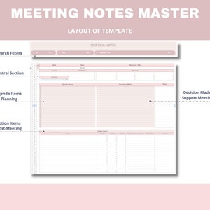 Meeting Notes Template: Digital Meeting Organizer (google Sheets) - Etsy