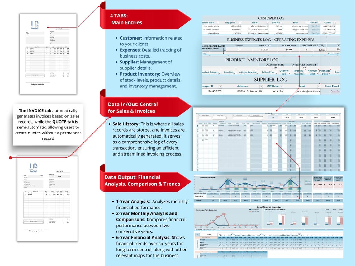 Small Business Log Excel: A4 Invoice Template, Quote Estimate ...