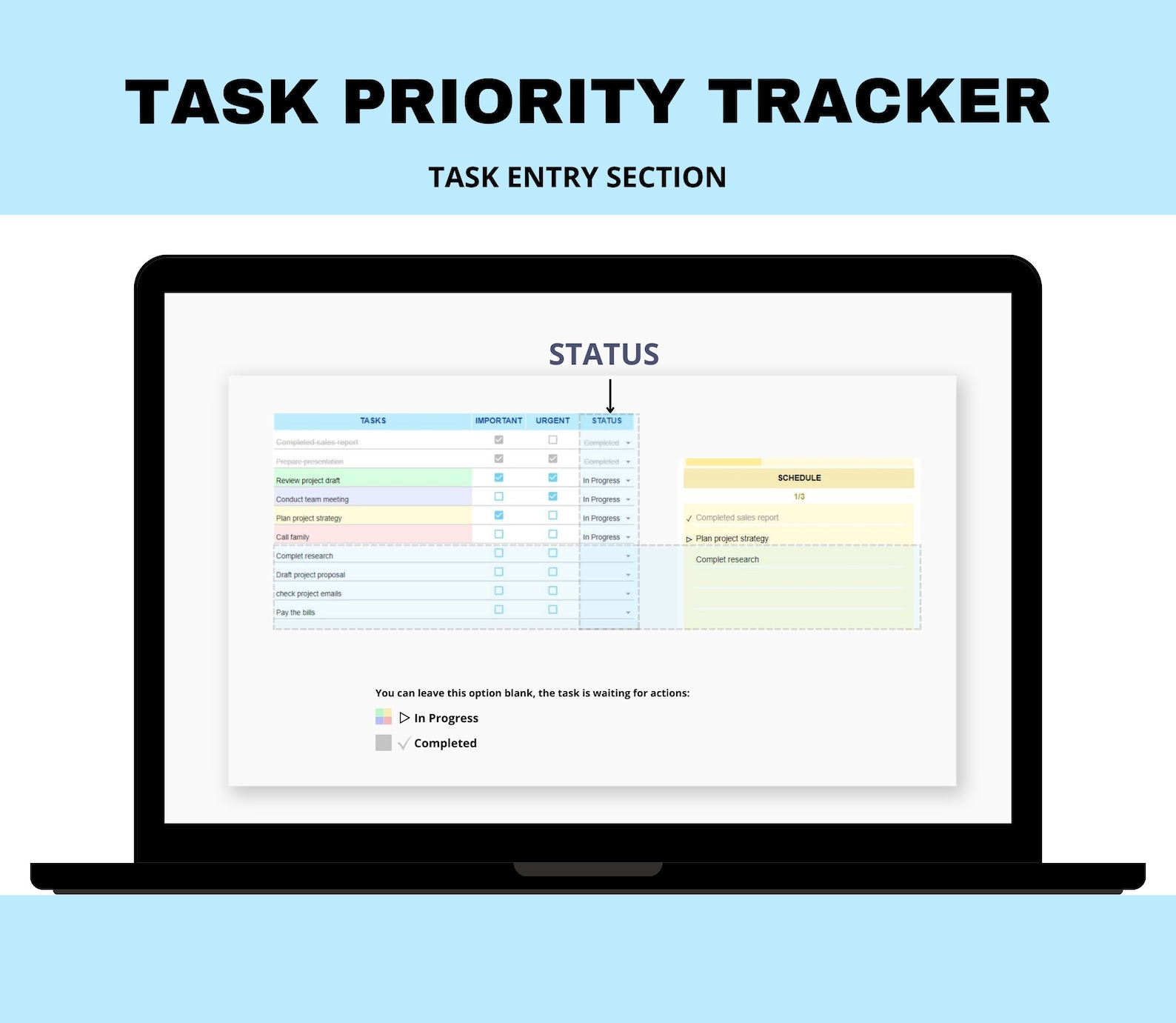 Task Priority Tracker: Eisenhower Matrix Google Sheet Tool - Etsy