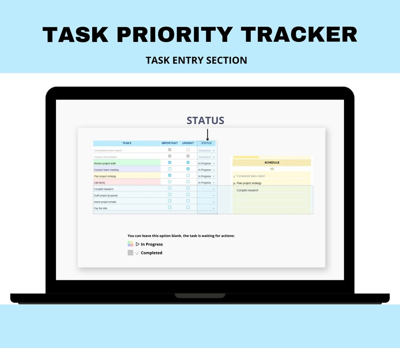 Task Priority Tracker: Eisenhower Matrix Google Sheet Tool - Etsy