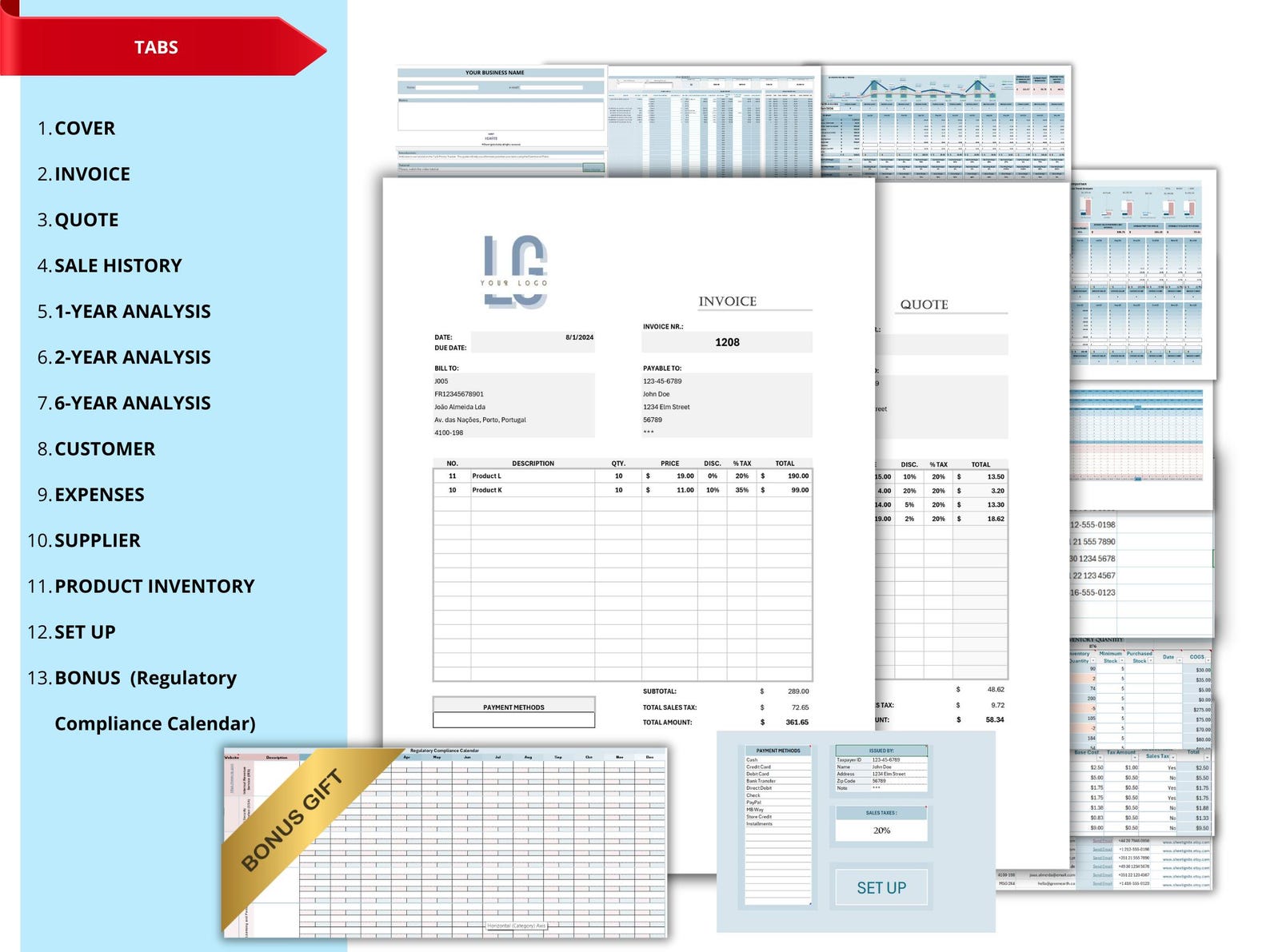 Small Business Log Excel: A4 Invoice Template, Quote Estimate ...