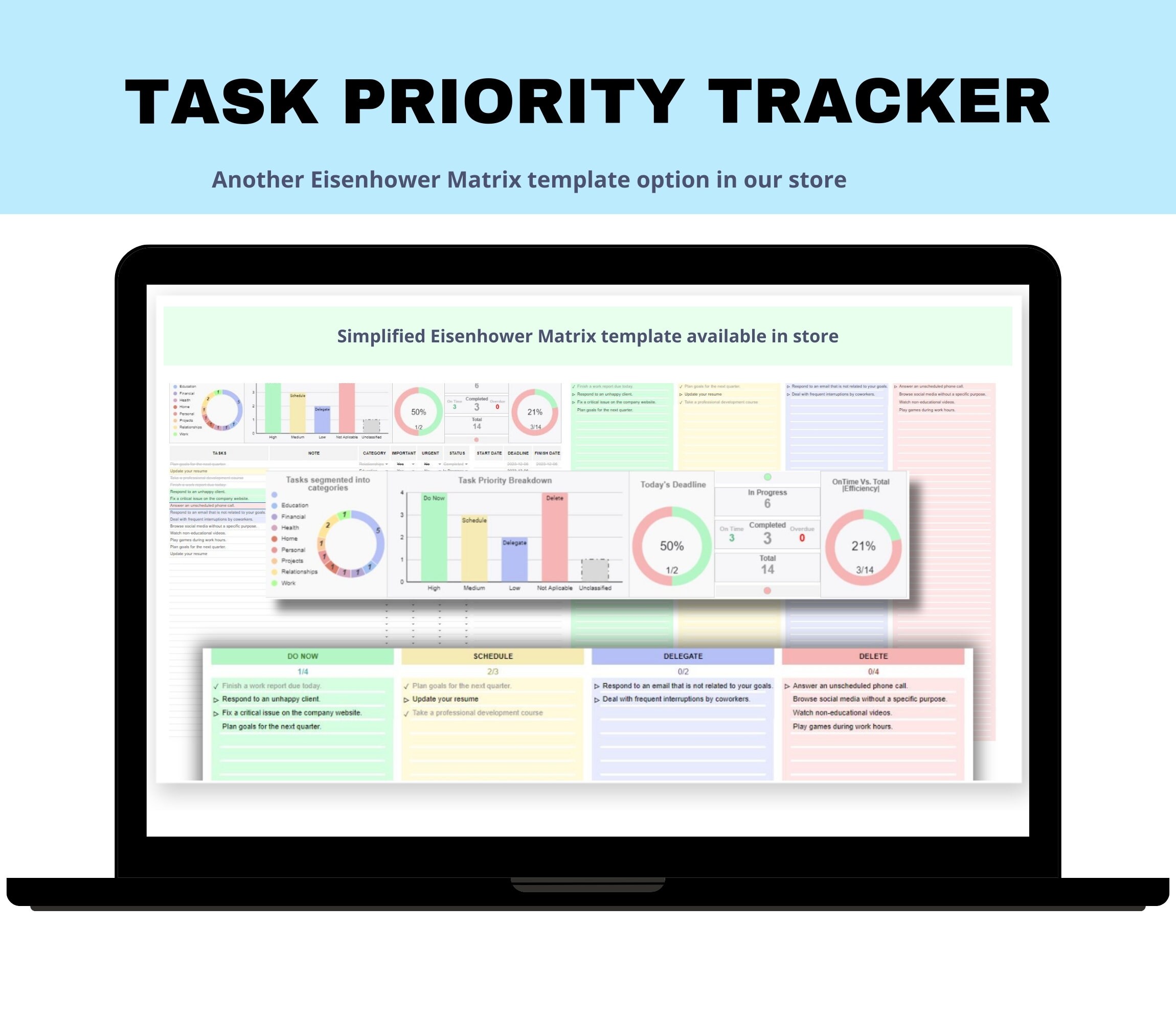 Task Priority Tracker: Eisenhower Matrix Google Sheet Tool - Etsy