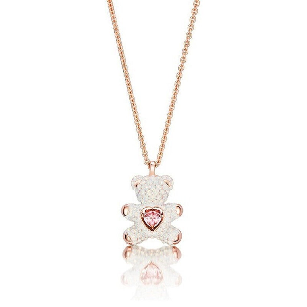 Teddy Bear Pendant Adorable Crystal Necklace Timeless Elegance With a ...