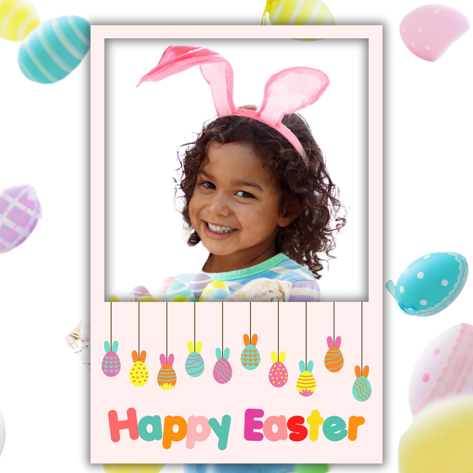 Easter Bunny Photo Booth Frame Template | 24x36" Printable Easter ...