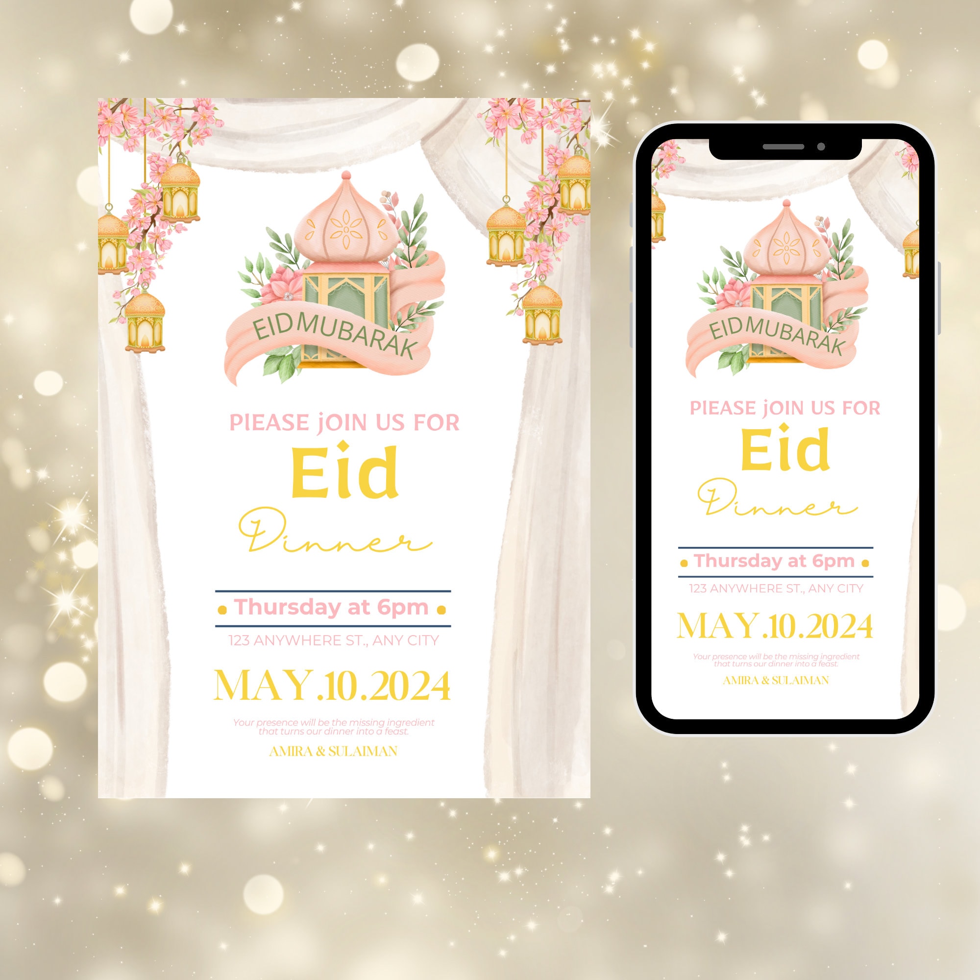 Eid Mubarak Invitation | Iftar Invitation | Eid Dinner Party | Muslim ...