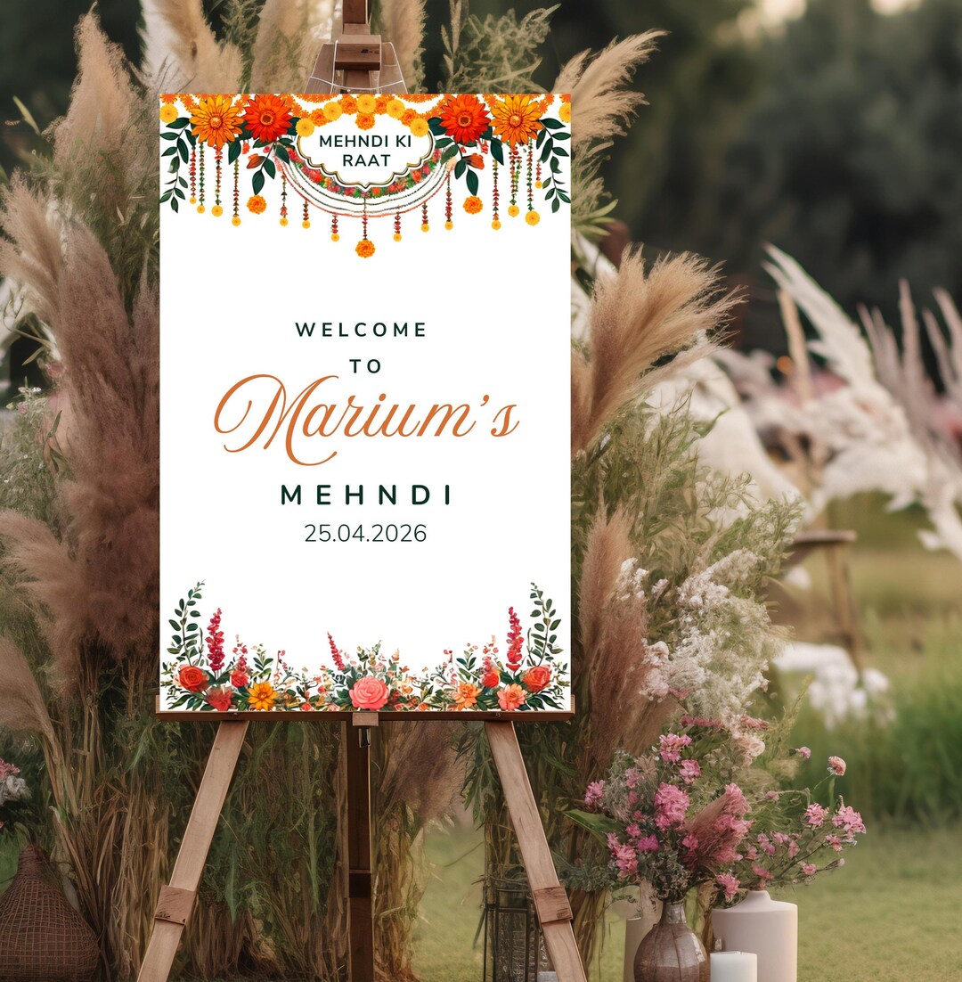 Mehndi Welcome Signs, Indian Wedding Welcome Sign, Pithi Mayoun Haldi ...
