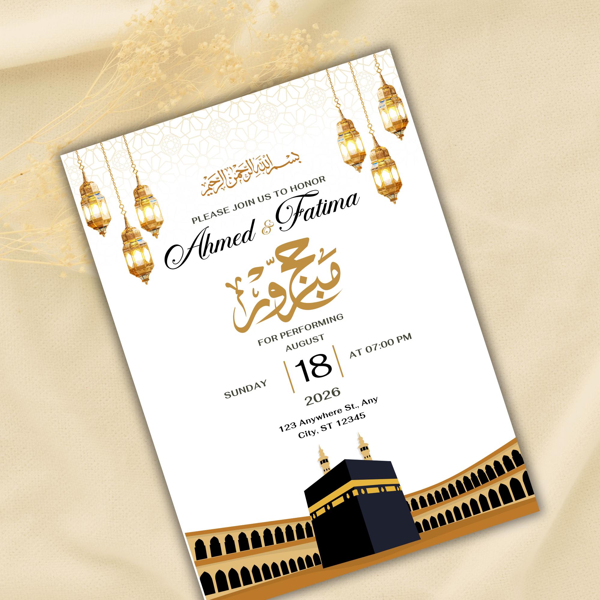 Hajj Invitation Template, Editable Hajj Party Invite, Islamic ...