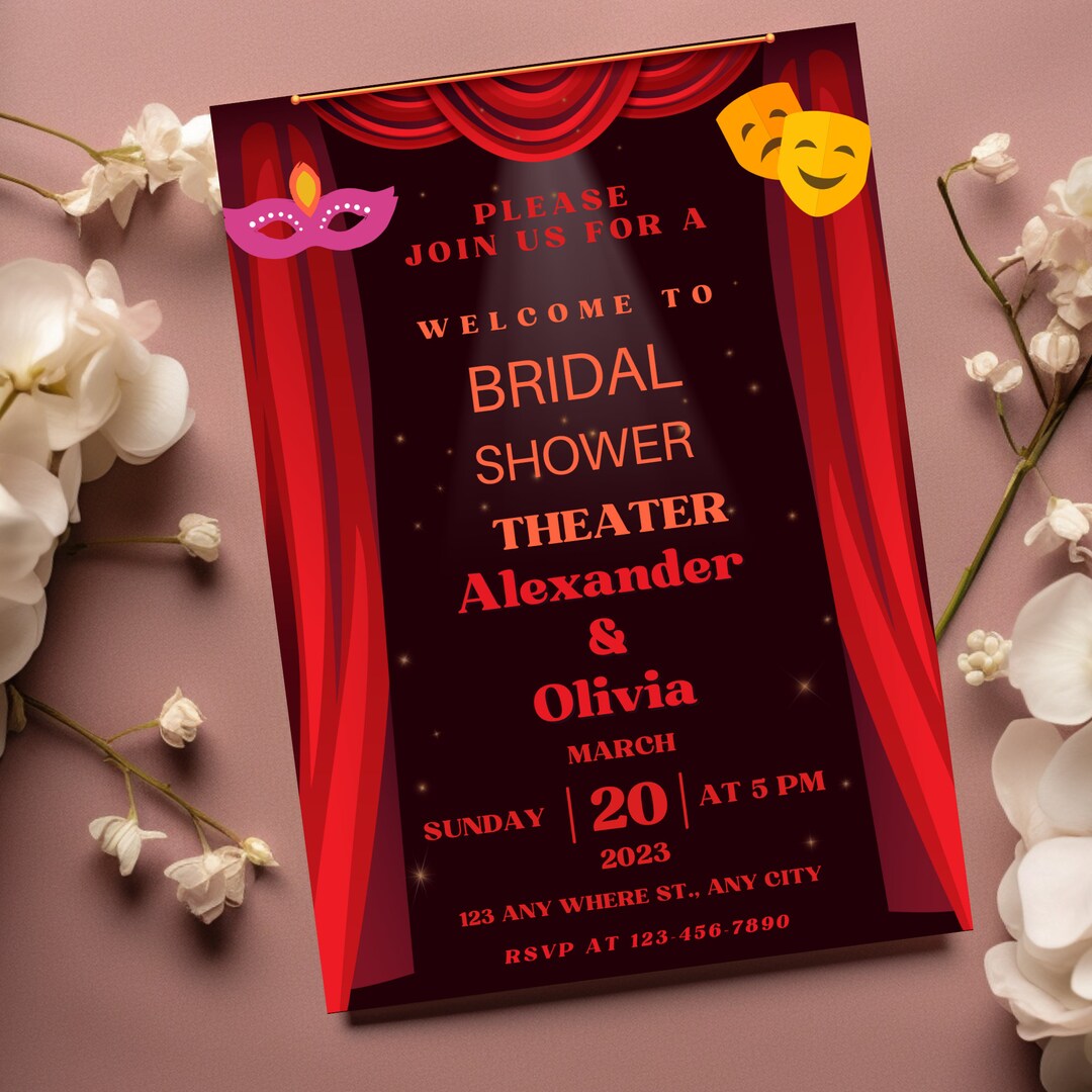 Theater Playbill-themed Bridal Shower Invitation Template, Save the ...