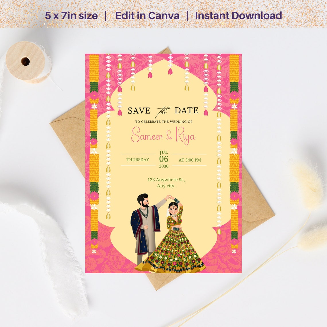 Indian Wedding Invitation Card, Punjabi Wedding Invitation, Save the ...