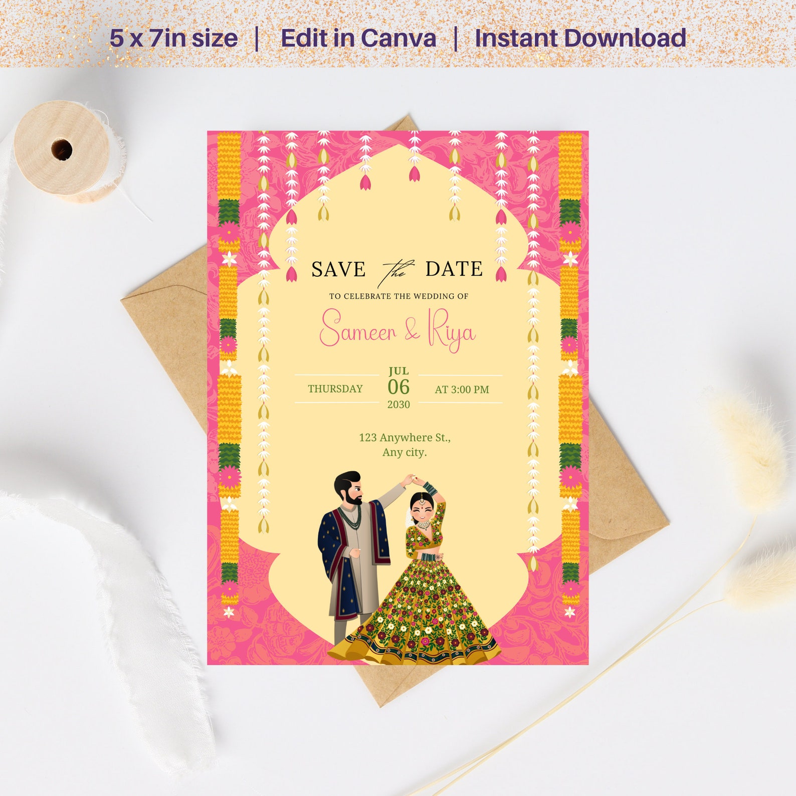 Indian Wedding Invitation Card, Punjabi Wedding Invitation, Save the ...