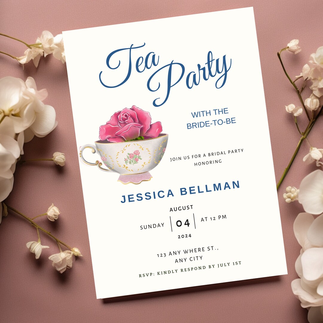 Bridal Shower Tea Party Invitation Template Time for Tea With the Bride ...