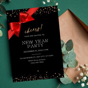 New Year Party Invitation Template, Editable New Year Celebration 2024 ...