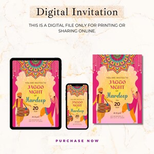 Jaggo Nights Indian Wedding Invitation Template, Punjabi Invitations ...