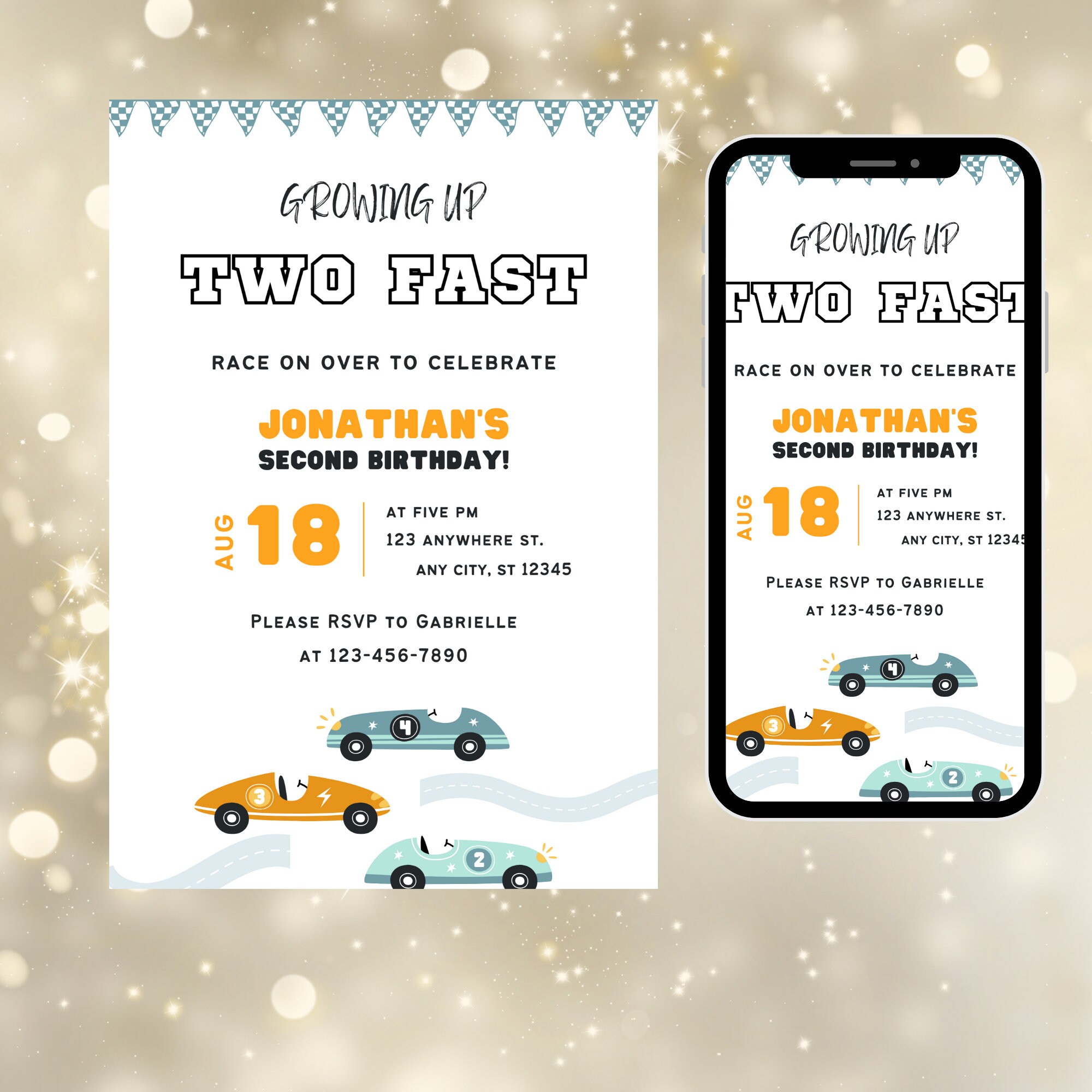 Cars Birthday Invitation Editable Kids Party Invite Printable Boys ...