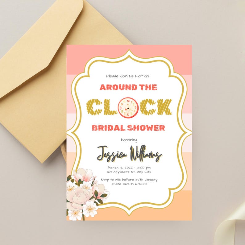 Around the Clock Bridal Shower Invitation, Tick Tock This Shower's ...