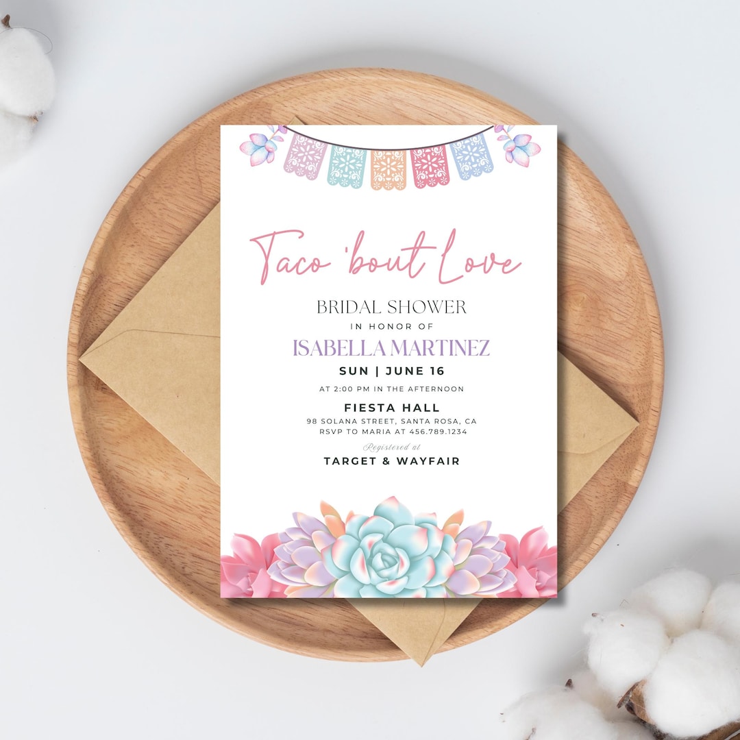 Taco 'bout Love Bridal Shower Invitation, Editable Fiesta Bridal Invite ...