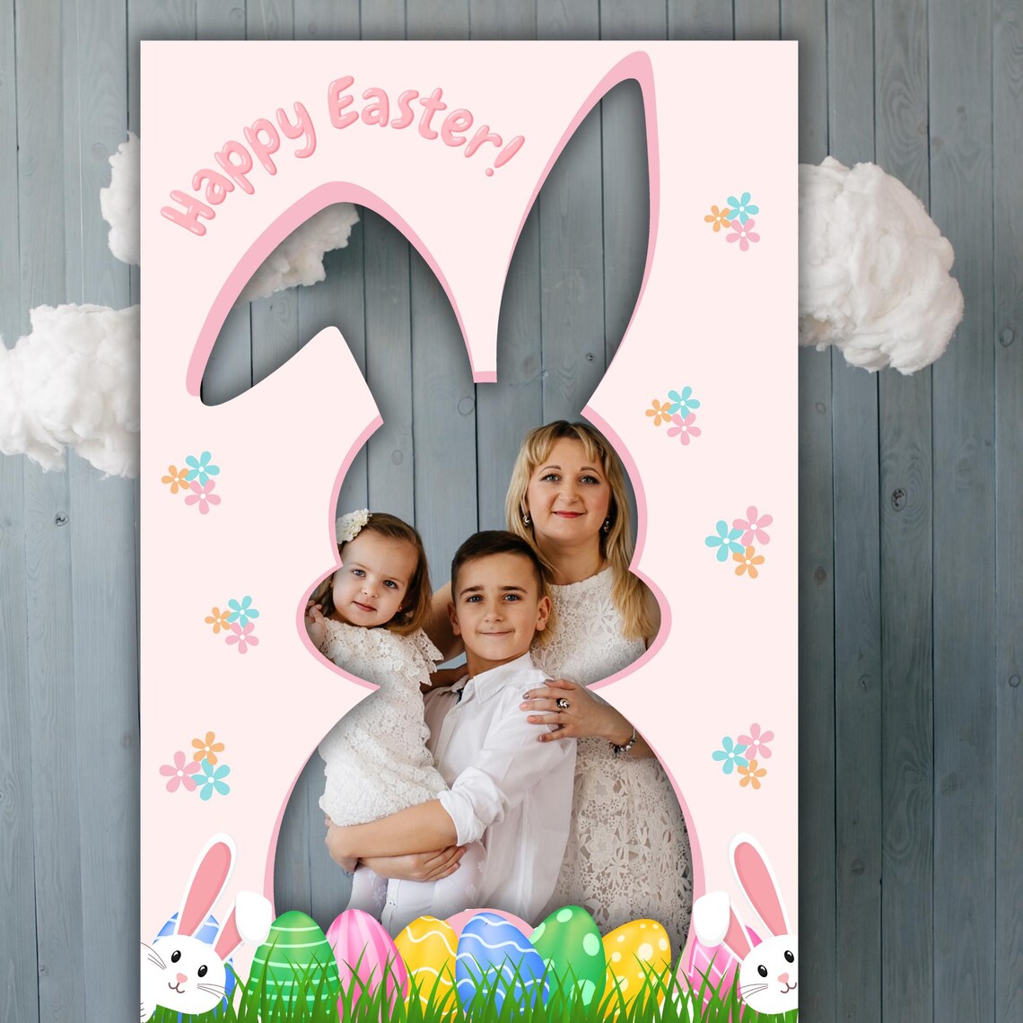 Easter Bunny Photo Booth Frame Template | 24x36" Printable Easter ...