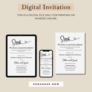 Surprise Engagement Party Invitation, Minimalist Engagement Party ...
