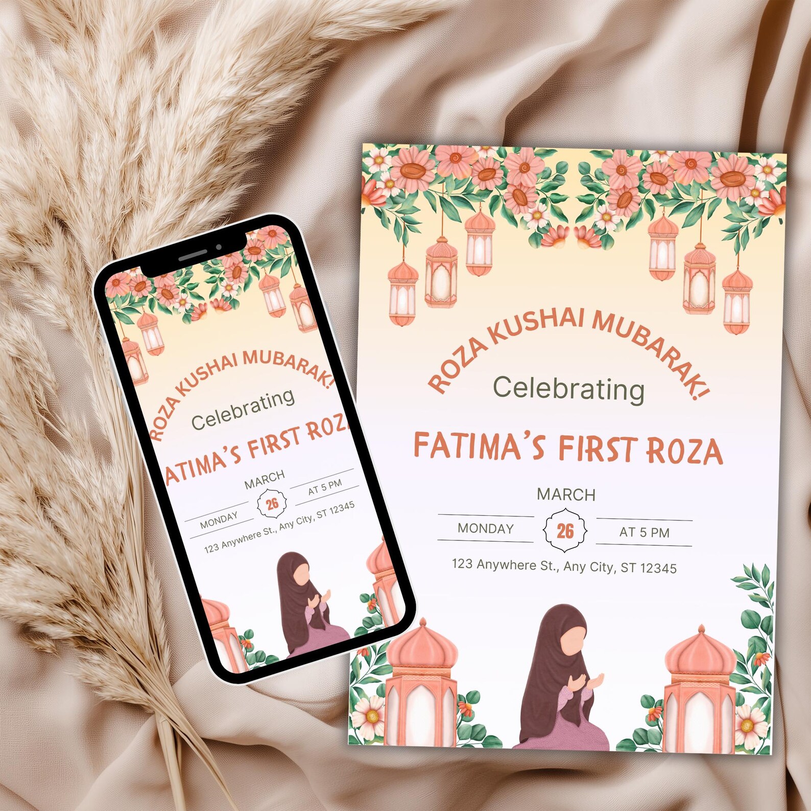 Roza Kushai Celebration Invitation, First Fast Invitation, Roza Khushai ...